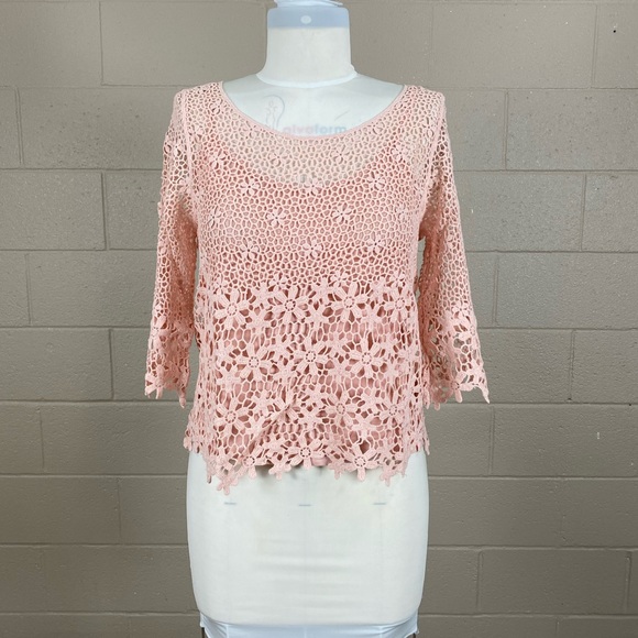 Sundance | Tops | Blue Tassel Nwot Pink Crochet Top | Poshmark